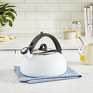 Cuisinart CTK-EOS2W Peak 2-Quart Teakettle, Make 2-Quarts of Boiling Water in this Classic Tea Kettle, Whistle Sound to Signal Water is Ready, White