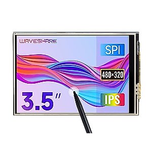 waveshare 3.5inch Resistive Touch Display, Compatible with Raspberry Pi 5/4B/3B/Zero/Zero W/Zero 2W/Pico/Pico W/Pico WH, 480×320, 125MHz High-Speed SPI