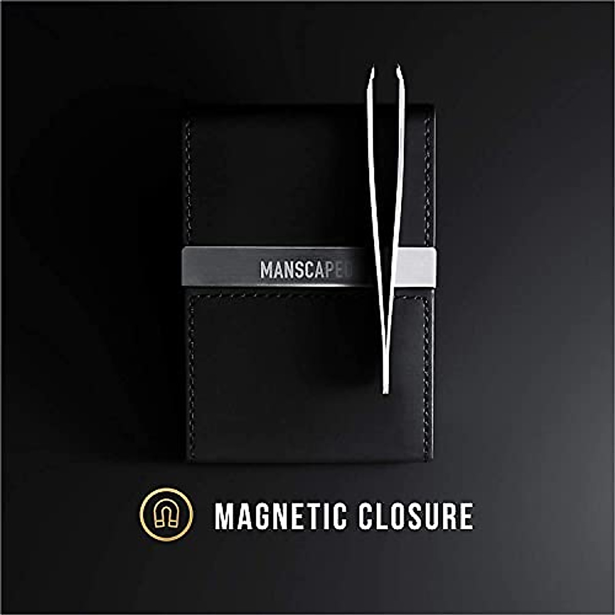 MANSCAPED® Shears 2.0 Tempered Stainless Steel Men's Nail Kit, Fingernail Clippers, Safety Scissors, Tweezers and Nail File, Travel Manicure Pedicure Set, 4-Piece Luxury Grooming Kit with Compact Case