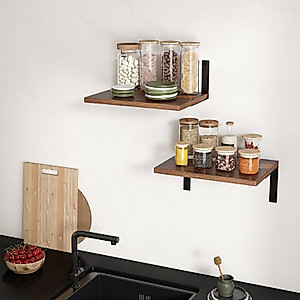 Inforth Floating Shelves for Wall Display, 12” Deep Wall Mounted Shelves for Living Room, Bedroom, Kitchen, Office Decor, Modern Hanging Bookshelf, Storage and Display Shelf Set (Rustic Brown)