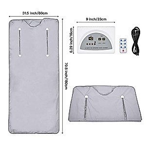 Juilsioa Infrared Sauna Blanket for Fitness and Detox Anti Aging, Length 71" with Remote Control, 2 Zone Temperature Control, Quick Sweating Professional Body Sculpting Home Sauna