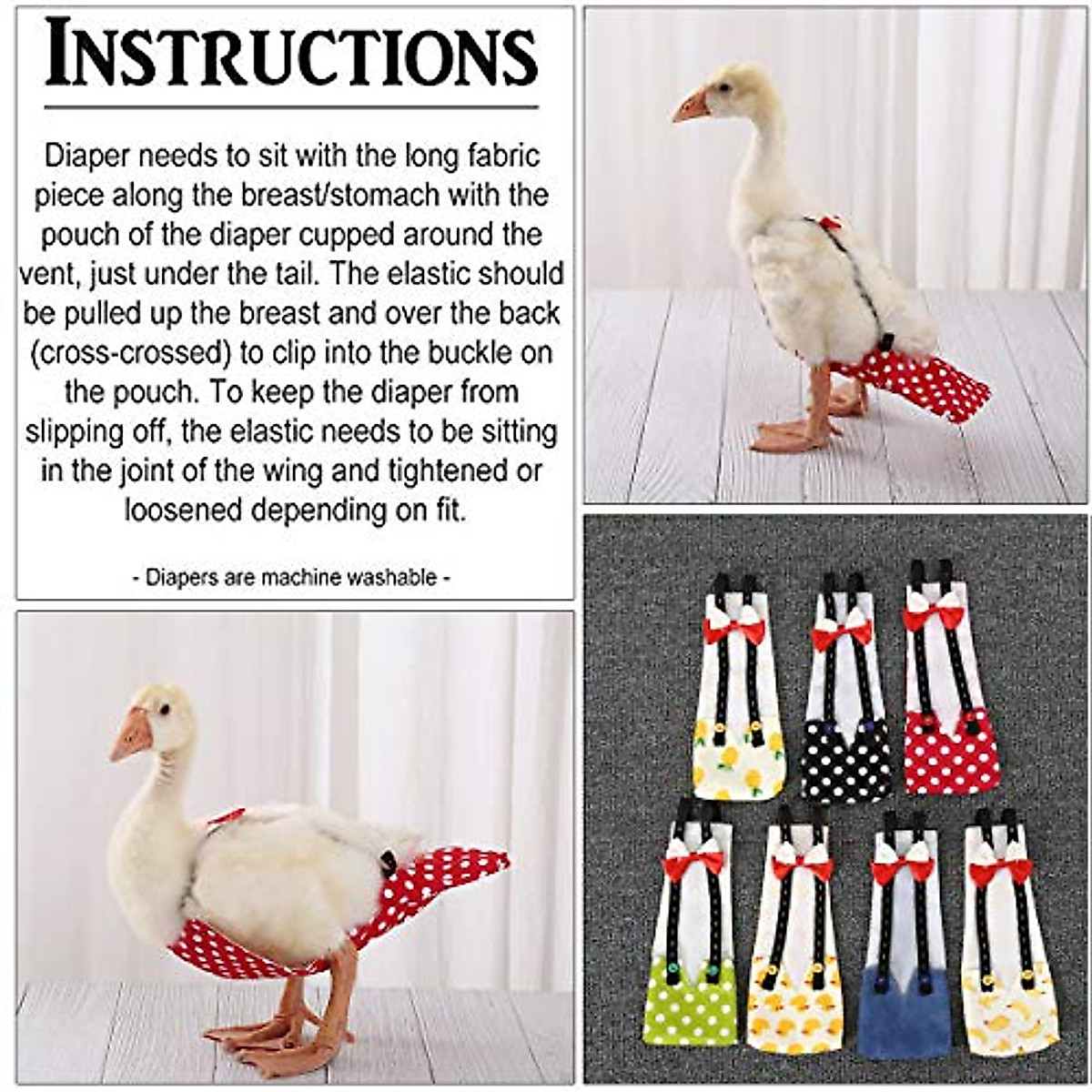 Bonaweite Pet Diaper Nappy Poultry Cloth for Goose Duck Hen Chicken Fashionable