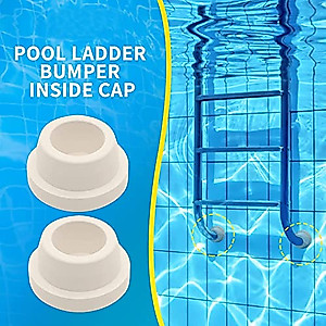 4 Pack Pool Ladder Bumpers for Inground Pool, Steps Inside Plug Caps Fit 1.90in Inner Diameter Ladder Tubing for Protect Swimming Pool Liner, Rubber Ladder Foot Cover, White