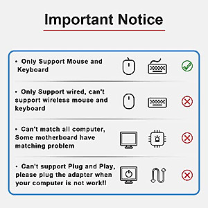 PS2 to USB Female,PS/2 Male Converter Changer Adapter for Keyboard Mouse 2pcs by Oxusbor(Notice:Can't Match All Motherboard,Have Matching Problem)