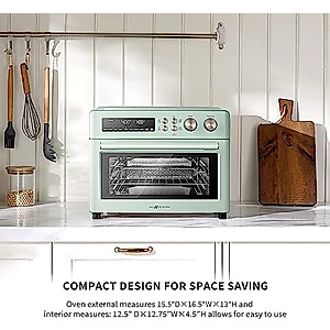 VAL CUCINA Retro Style Infrared Ultra-Quick Air Fryer Toaster Oven, Multifunctional 10-in-1 XL Countertop Convection Oven, 6-Slice Toast, 12-Inch Pizza, Enamel Baking Pan for Easy Cleaning, with Bake, Toast, Roast, Broil, Pizza, Reheat, Slow Cook, Dehydra