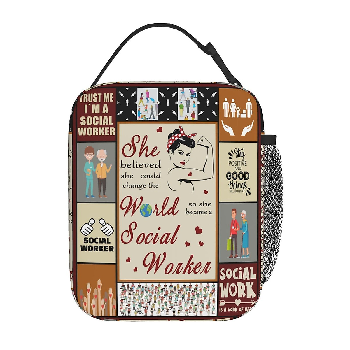 KIYIYZER Social Worker Lunch Bag Insulated Reusable Lunch Box Portable Cooler Tote Bag For Women Men Adults Work Picnic,Give A Gift To Social Work Practitioner