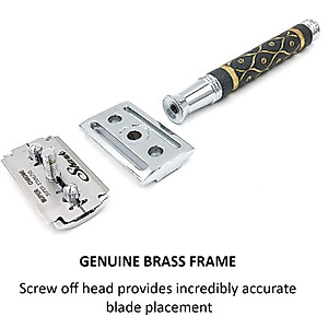 Parker, 65R Super Heavyweight Gray and Gold Double Edge Safety Razor & 5 Parker Blade Refills