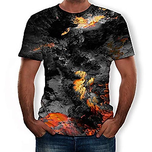 YOMXL Men's 3D Printed Tops Summer Short Sleeve Soft Comfort Blouse Unisex Creative Funny Graphic Tee Black
