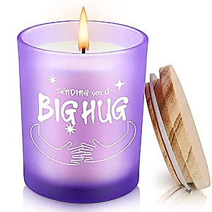 Candle Gifts for Women, HOTIOGA Cute Glass Jar Scented Candle for Birthday Christmas Mothers Day Thank You Present for Mom / Sister / Best Friend / Her - Purple Lavender