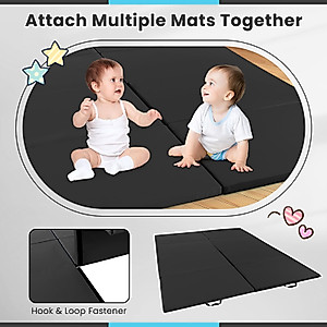 Giantex 4'x10'x2" Gymnastics Mat Folding Panel Thick Gym Fitness Exercise Christmas Gift (Black)