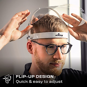 NoCry Protective Face Shield Mask with Adjustable Headband; Protective Full Face Shield with 2 Reusable Plastic Visors - Prime Plastic Face Mask Shield, Clear Face Mask, Safety Face Shield, Face Guard