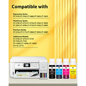 lexmate 400ML Autofill Sublimation Ink Compatible for Epson ET-2800 ET-2850 ET-4850 ET-3850 ET-2400 ET-3830 ET-2760 ET-15000 ET-4800 Inkjet Printers, Heat Press Transfer on Mugs T-Shirts