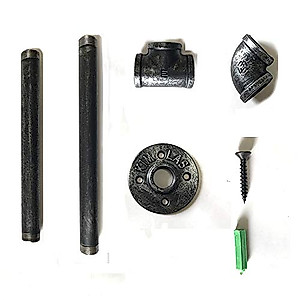 Kaler Black 4-Tier Industrial Pipe Shelves,Rustic DIY Pipe Shelf Wall Vintage Hung Bracket,Easy to Install 58''H(2pcs)