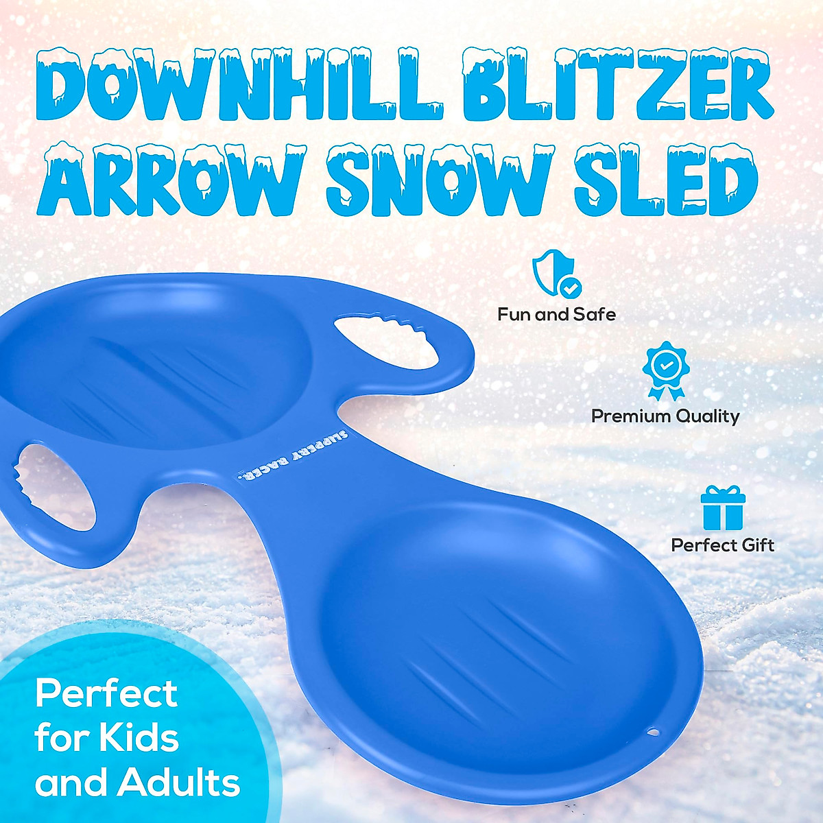 Slippery Racer Downhill Blitzer Arrow Snow Sled. (BLUE)