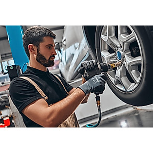 DULFINE Safety Work Gloves MicroFoam Nitrile Coated-3 Pairs Pack,Seamless Knit Nylon Glove with Black Micro-Foam Nitrile Grip,Ideal for General Purpose,Automotive,Home Improvement,Painting(Large)