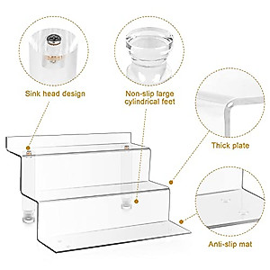 Mocoosy Acrylic Riser Display Shelf, 3 Tier Display Riser Stand for Amiibo Funko POP Figures, Tiered Clear Acrylic Risers for Display, Step Small Cupcake Stand Perfume Organizer and Storage