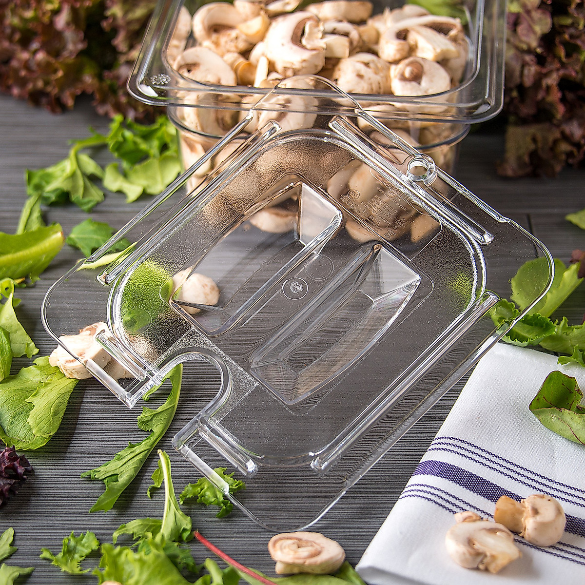 Carlisle FoodService Products 10311U07 StorPlus Sixth Size Polycarbonate Universal Handled Notched Food Pan Lid, Clear