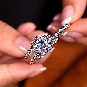 Jeulia 8.4 Carat Interchangeable Wedding Ring Set 925 Sterling Silver Round Cut Engagement Rings Cubic Zirconia Solitaire Promise Bridal Rings Anniversary Promise with Jewelry Gift Box (7)