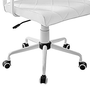 Modway Lattice Modern Faux Leather Mid Back Computer Desk Office Chair In White