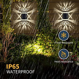 JIALUX Solar Fence Lights,1 Pack Garden Sloar Light [Warm Light/2500K] Solar Outdoor Lights for Garage Landscape Backyard Garden
