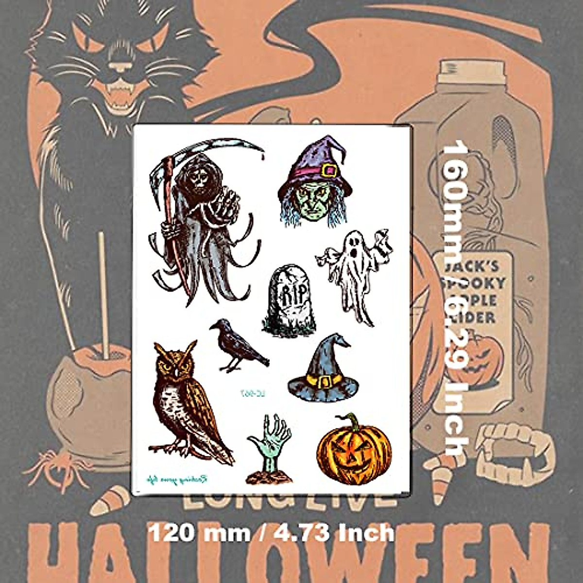 Ooopsiun Halloween Temporary Tattoos for Kids - 100 styles Scary Halloween Tattoos Stickers Party Favors Decorations for Boys Gilrs
