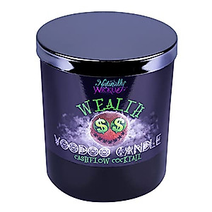 Naturally Wicked Voodoo Candle | Includes Voodoo Doll & Crystal Wand | Vegan Crystal Spell Candle (Wealth)