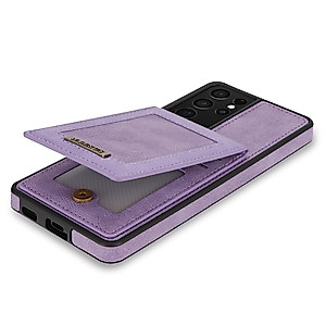 Compatible with Samsung Galaxy S21 Ultra 5G Case with Leather Credit Card Holder Magnetic Clasp Stand Cell Accessories Mobile Flip Purse Phone Cover for S21ultra 21S S 21 21ultra G5 Women Men Purple