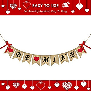 Be Mine Banner Burlap, Be Mine Bunting Garland for Wedding Engagement Anniversary Party Decorations Valentine's Day Indoor and Outdoor Decoration