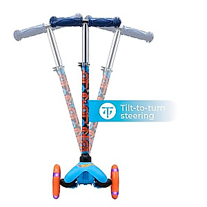 Hot Wheels Self Balancing Kick Scooter with Light Up Wheels, Extra Wide Deck, 3 Wheel Platform, Foot Activated Brake, 75 lbs Limit, Kids & Toddlers Girls or Boys, for Ages 3 and Up