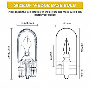 Honoson 1/4 Wedge Base 12V 5W Bulb Clear Krypton Light Bulb for Landscape, RV and Cabinet Lighting (20 Pieces)