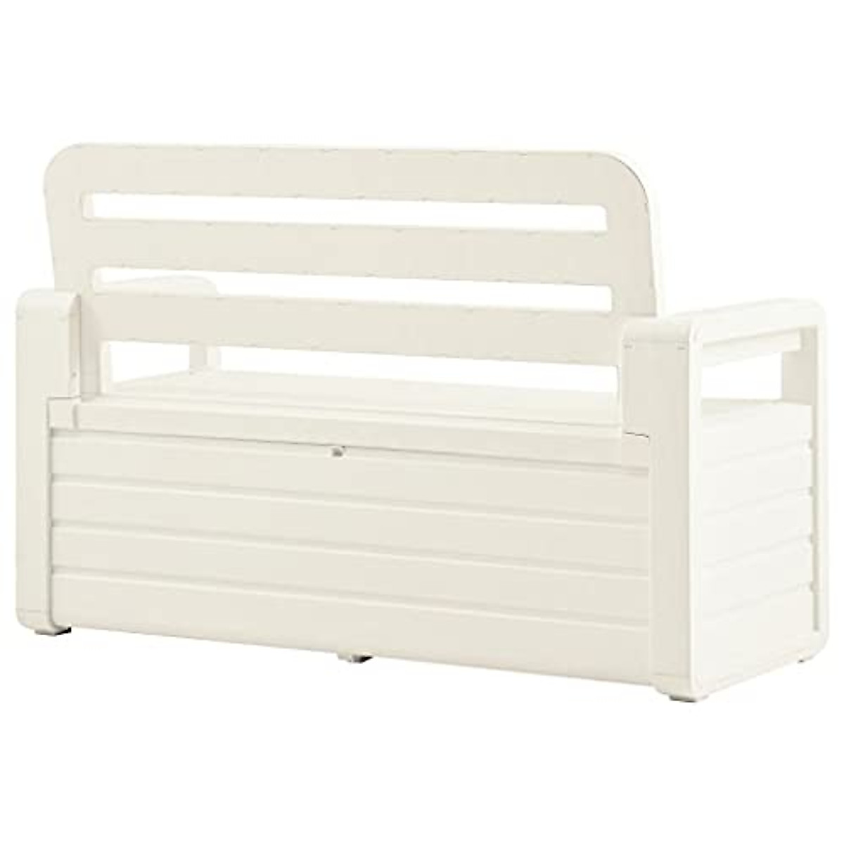 Daonanba Outdoor Storage Bench 69 Gallon Large Deck Box 2-Person Water-Resistant Patio Seating for Patio Furniture, Outdoor Cushions, Garden Tools and Pool Toys (White)