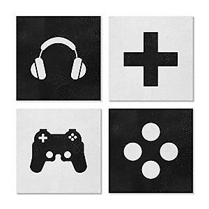 Urttiiyy Video Game Themed Art Game Posters Gaming Wall Art 4 Panels Gift for Gaming Lover Canvas Wall Decor for Boys Room Living Room Bedroom Framed Ready to Hang-12"x12"x4