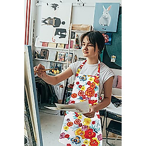 RUVANTI Cotton Enrich Cute Aprons for Women with Pockets Adjustable upto XXL, Cooking, Kitchen, Server, Chef Apron