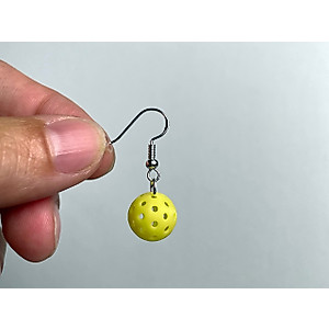 Pickleball Dangle Earrings, Accessory Earrings for Pickleball, 1.2cm Yellow Pickleball Earrings