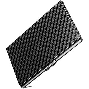 DMFLY Slim Minimalist Business Card Holder for Men & Women, Premium Metal Business Card Case, Pocket Name Card Holder, Buckle Style Shut, Classy Black