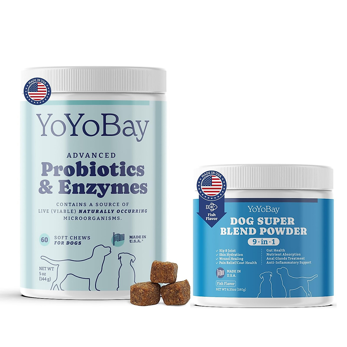 Advanced Probiotics for Dogs 60 Soft Chew + Superblend Powder 9 in 1 for Dogs
