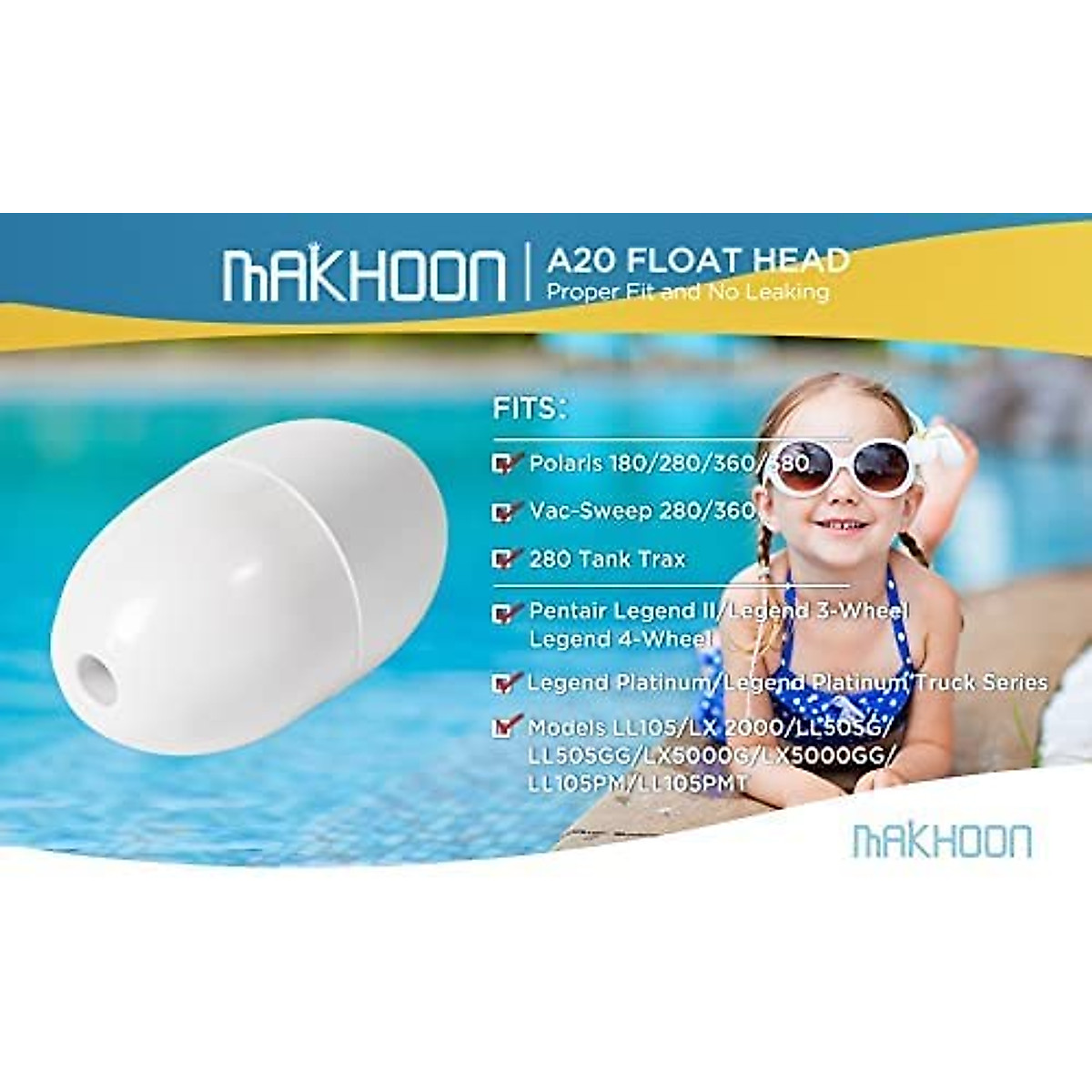 MAKHOON Pool Cleaner Part K30, A20 Feed Pipe Assembly w/Elbow, Head Float Replacement kit for 280 Pool Cleaner