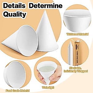Roshtia 800 Pcs Snow Cone Cups 4oz White Paper Cone Cups Thicken Cone Cups Disposable Cone Paper Cups Shaved Ice Cups for Shaved Ice, Slushies Water Cooler Dispenser