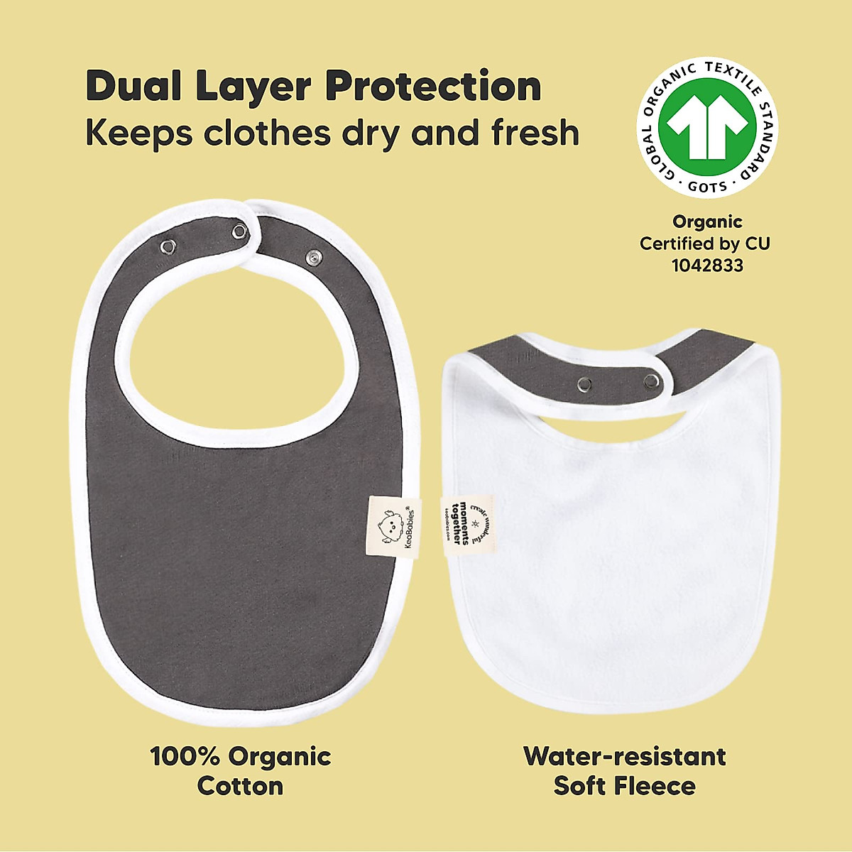 8-Pack Organic Baby Bibs for Boys, Girls - Soft Cotton Drooling and Teething Bibs for Baby Girl & Boy, Extra Absorbent, Easy to Clean & Put On for Toddler, Newborn, Infant 0-24 Months (Basics)