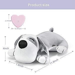 Moropaky Heartbeat Dog Toy Puppy Toy Dog Anxiety Toy to Separate Relief for Pet Cuddle Soother Comfort Calming Create Training Sleep Aid Behavioral Aid Heartbeat Stuffed Animal, Grey
