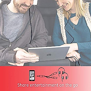 GE Universal Audio Extension Kit, 3.5mm Plugs and Coiled Extension Cable, 18 Feet, for use with Headphones, Stereos, Smartphones, Tablets and Sounds Systems, 33612