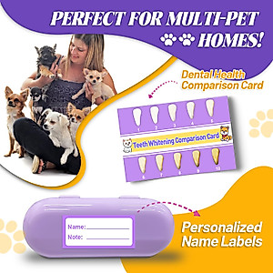 Cats & Puppies Finger Toothbrush-Extended design fits fingers up to 0.82” wideR, designed for kittens and puppies, Finger Toothbrush for Dogs, comes with self-adhesive naming and dental health card