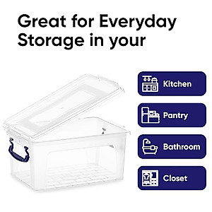 Superio Clear Storage Bins with Lids, Stackable Storage Box with Latches and Handles, Extra Small, 12 Pack 3 Quart
