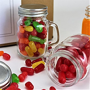 Mini Mason Jar 4 Ounce Mugs (Not Full Size) - Set of 12 Miniature Glasses With Handles And Leak-Proof Lids - Great For Gifts, Drinks, Favors, Candles And Crafts