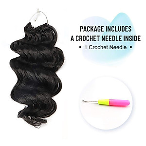 ToyoTree Ocean Wave Crochet Hair - 9 Inch 8 Packs Natural Black Short Curly Deep Wave Crochet Hair, Synthetic Ocean Wave Braiding Hair Extensions (9 Inch,1B-8P)