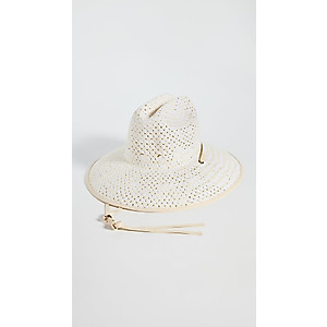 Lele Sadoughi Women's Straw Checkered Hat, White Washed, One Size