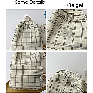 Light Academia Aesthetic Backpack Plaid Preppy Backpack Back to School Backpack Supplies(Sage Green)