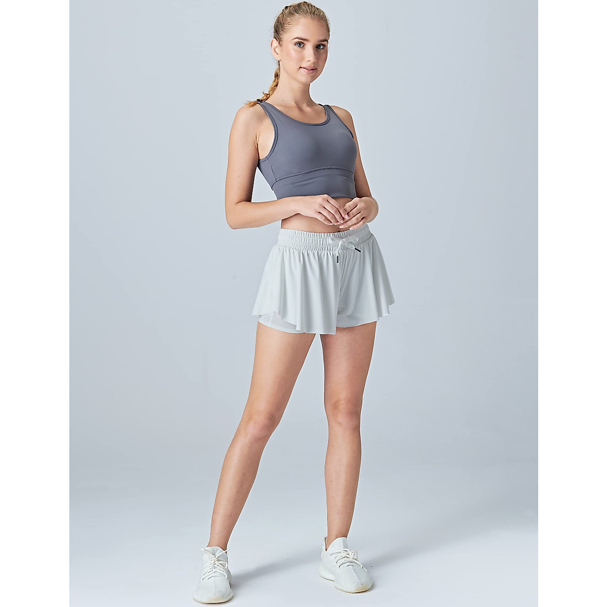 3 Pack Womens Flowy Running Shorts, 2-in-1 Butterfly Skirts with Shorts Underneath Spandex Athletic Casual Gym Workout Lounge (Set 1, X-Small)