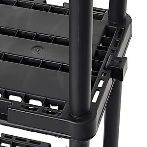 Gracious Living 4 Shelf Knect-A-Shelf Solid Light Duty Storage Unit 24 x 12 x 48 Organizer System for Home, Garage, Basement, and Laundry, Black (4 Pack)