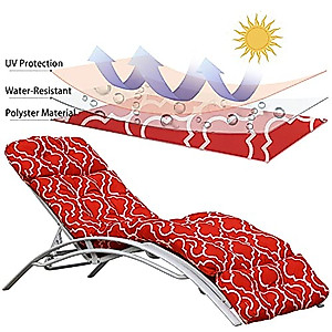 Aoodor 72“ x 22” x 6" Patio Furniture Chaise Lounger Recliner Cushion Fabric Slipcover Foam - Flower Pattern